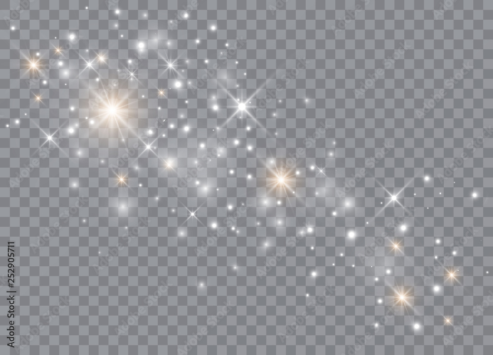 Sparks glitter special light effect. Vector sparkles on transparent ...
