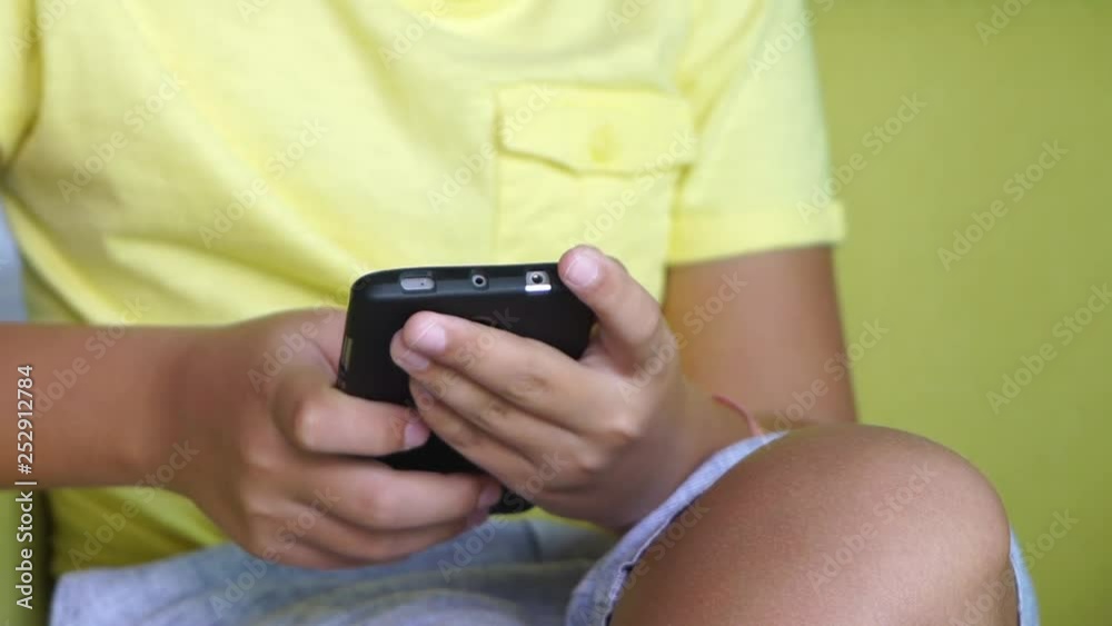Closeup view of hands of 12 years old boy. Cute handsome young kid ...
