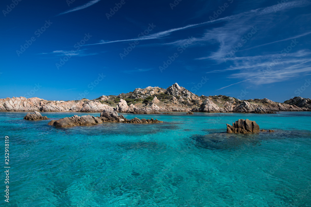 Scenic Sardinia island landscape. Italy sea coast with azure clear ...