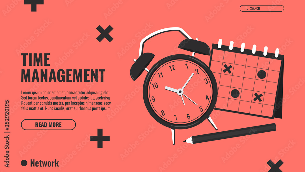 Time management concept illustration, organization, working time ...