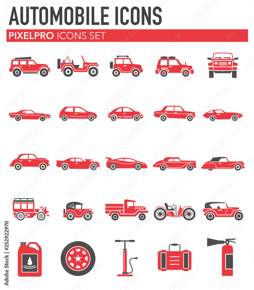 Cars icons set on white background for graphic and web design. Simple ...