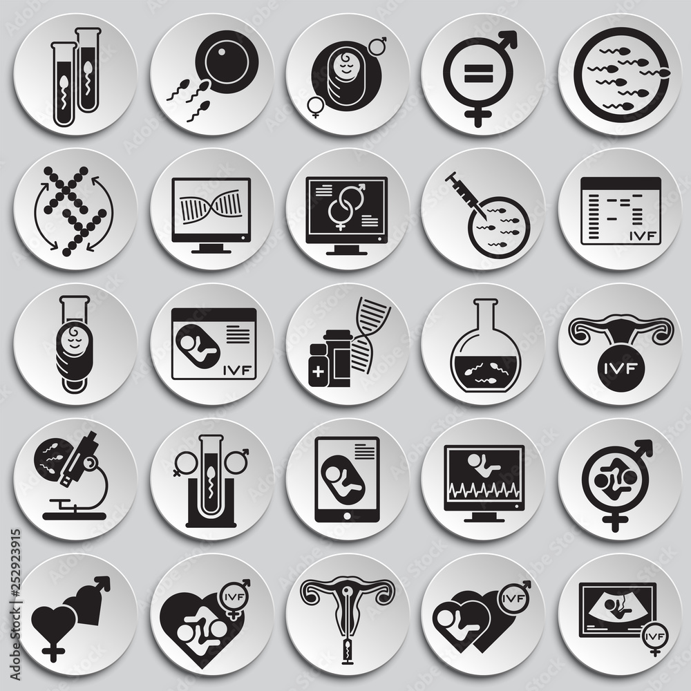 IVF icons set on plates background for graphic and web design. Simple ...