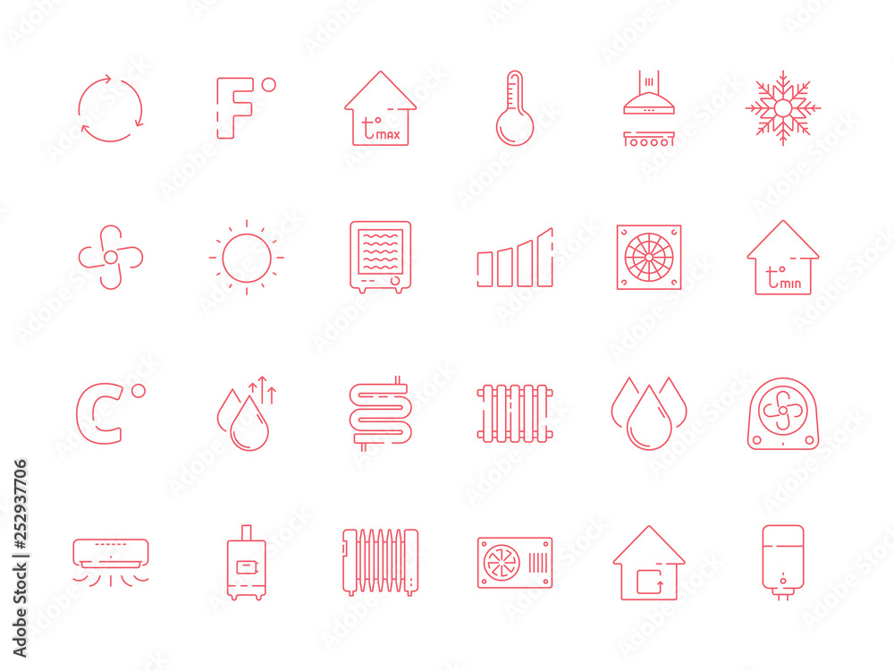 Cooling heating symbols. Cool sun conditioning systems dry air and ...