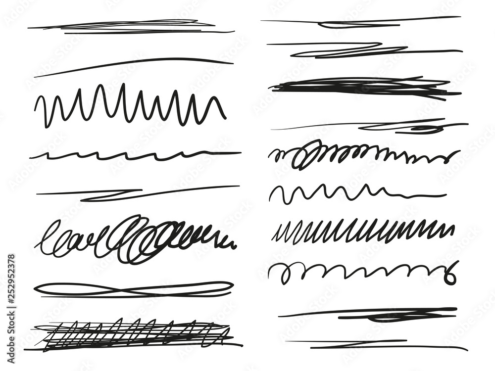 Hand drawn underlines on white. Abstract backgrounds with array of ...