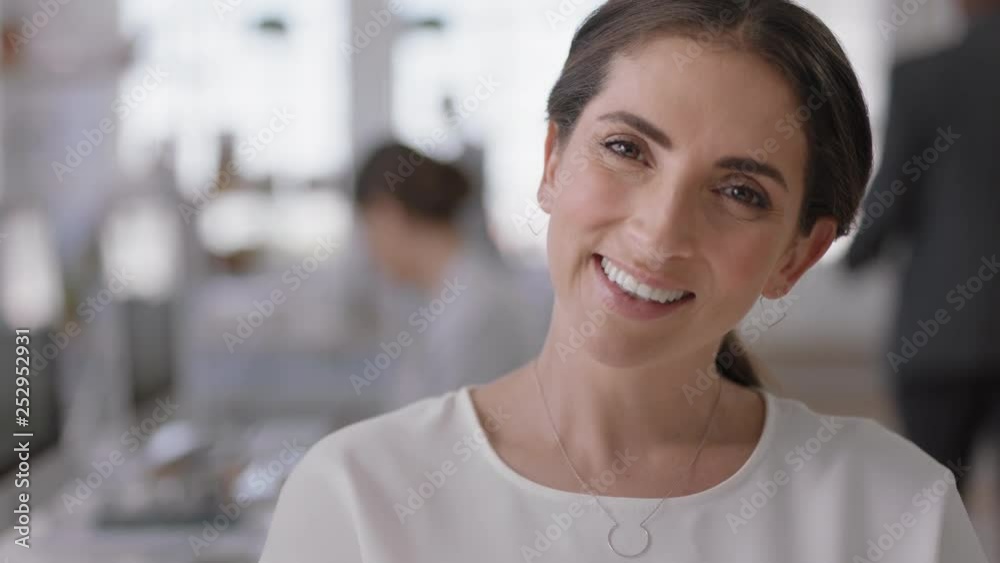 portrait beautiful business woman smiling happy entrepreneur enjoying ...