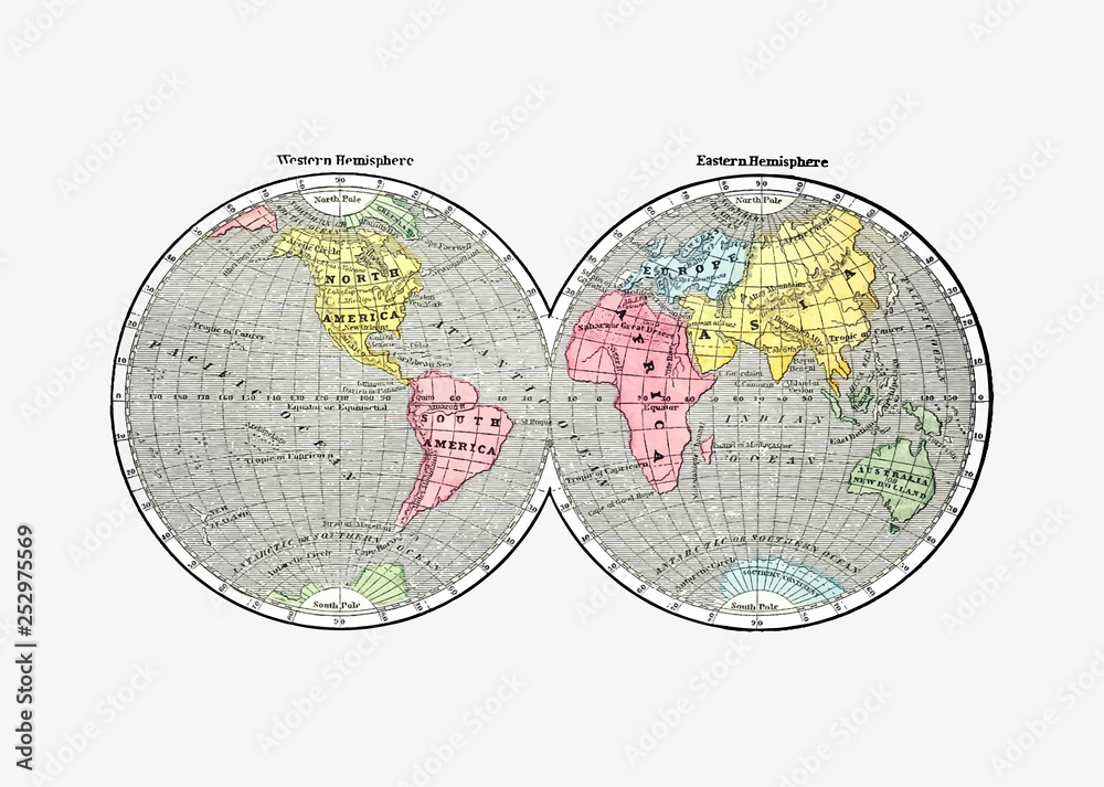 Antique world map drawing Stock Vector | Adobe Stock