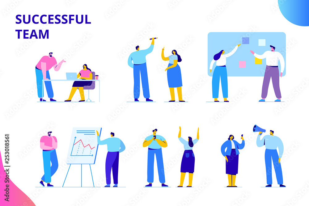 Flat Business People vector set. Team Work, Partnership, Leadership ...