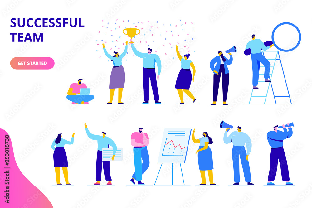 Flat Business People vector set. Team Work, Partnership, Leadership ...