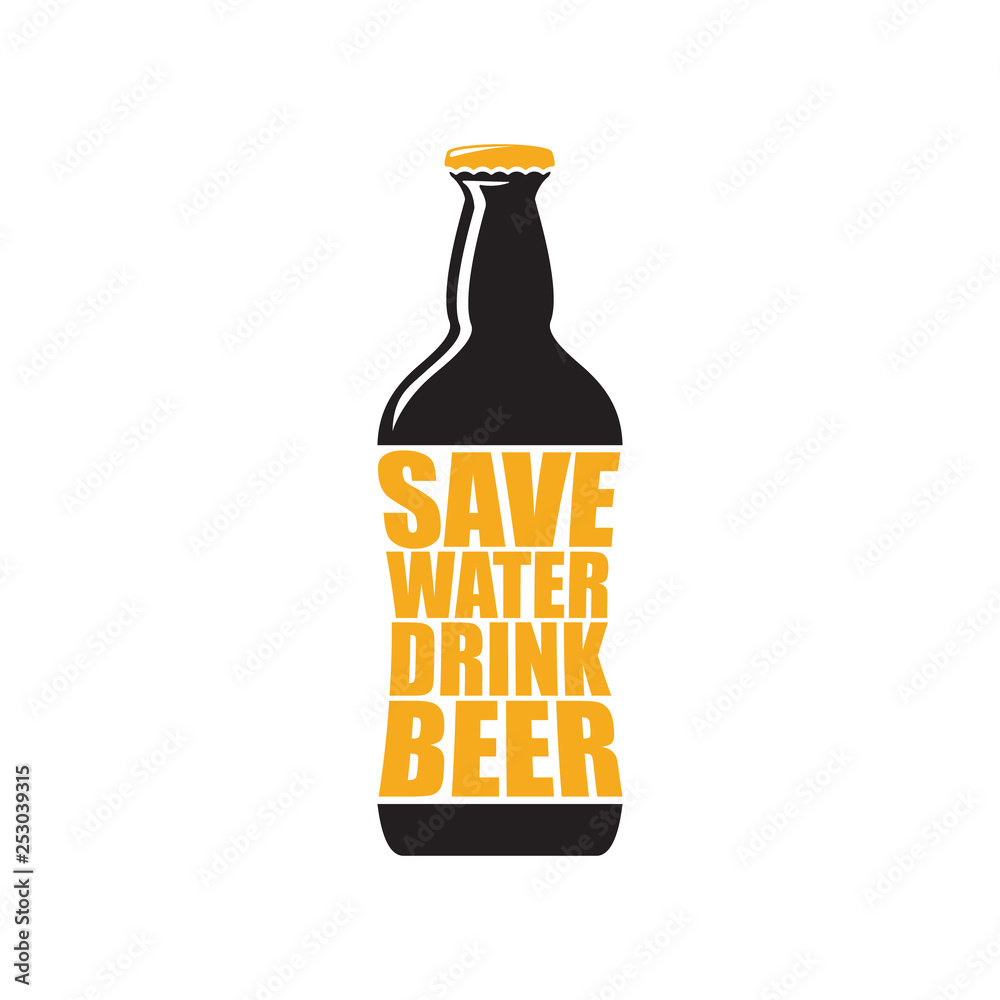 Vetor de Save water drink beer vector poster design template with beer ...