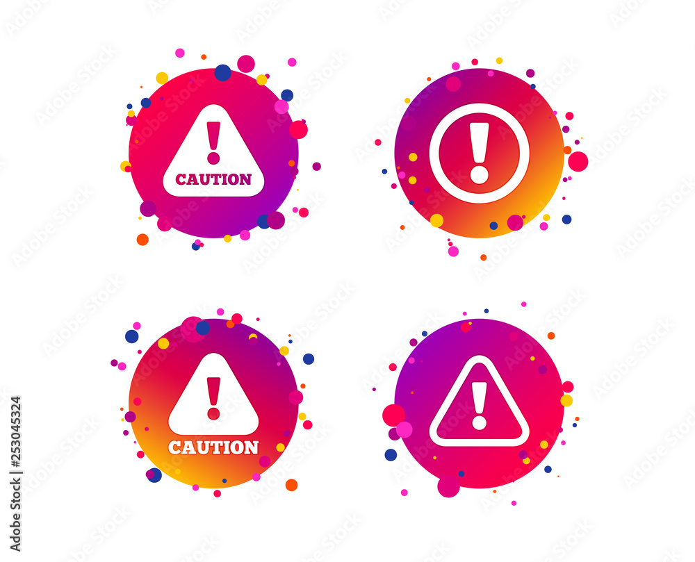 Vetor de Attention caution icons. Hazard warning symbols. Exclamation ...
