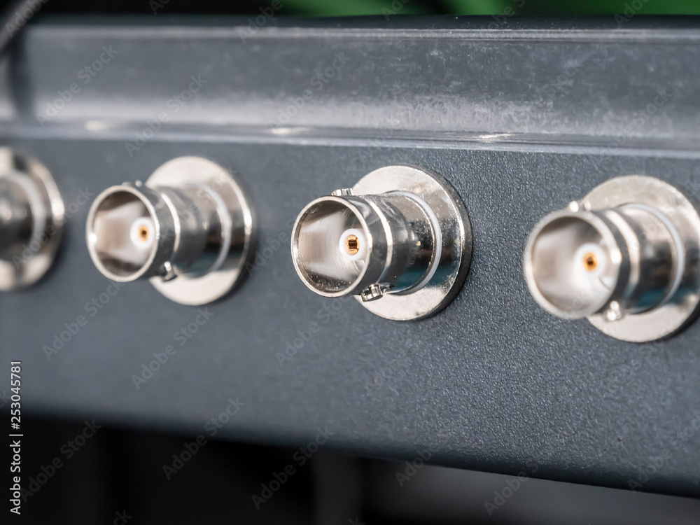 bnc connectors for sdi video cables perspective view Stock Photo ...