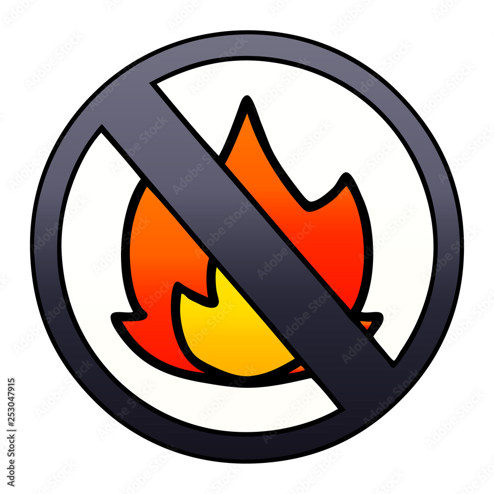 gradient shaded cartoon no fire sign Stock Vector | Adobe Stock
