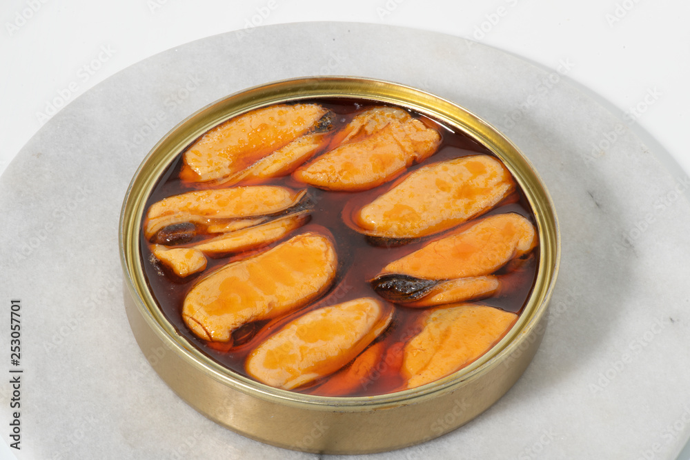 studio photo of a preserved mussels Stock Photo | Adobe Stock