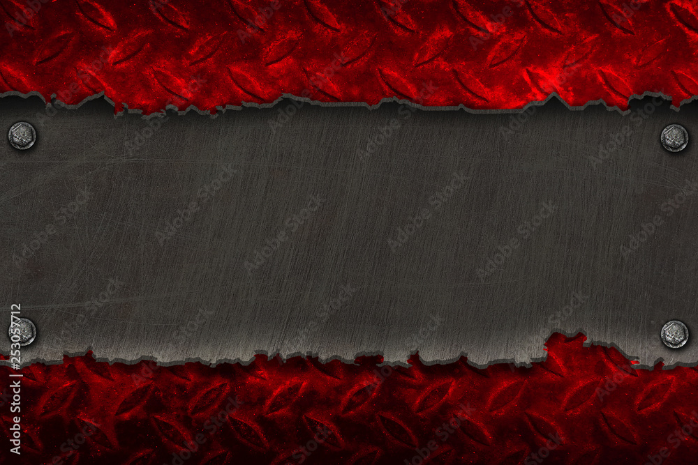 black metal banner on red diamond plate. Stock Illustration | Adobe Stock
