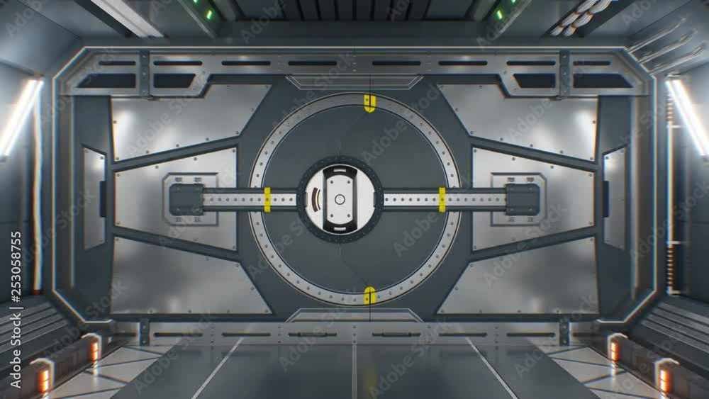 Beautiful Space Gates Opening to White Light Shining. Futuristic 3d ...