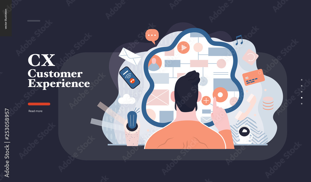 Technology 3 -CX customer experience - modern flat vector concept ...