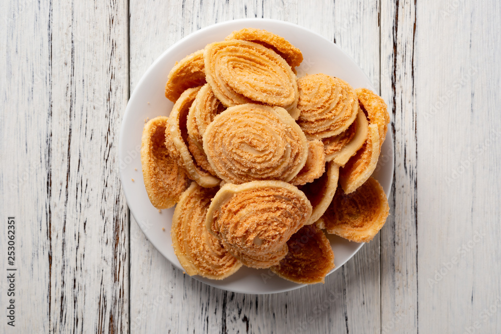 top view traditional Chinese snack of deep fried biscuits Stock Photo ...