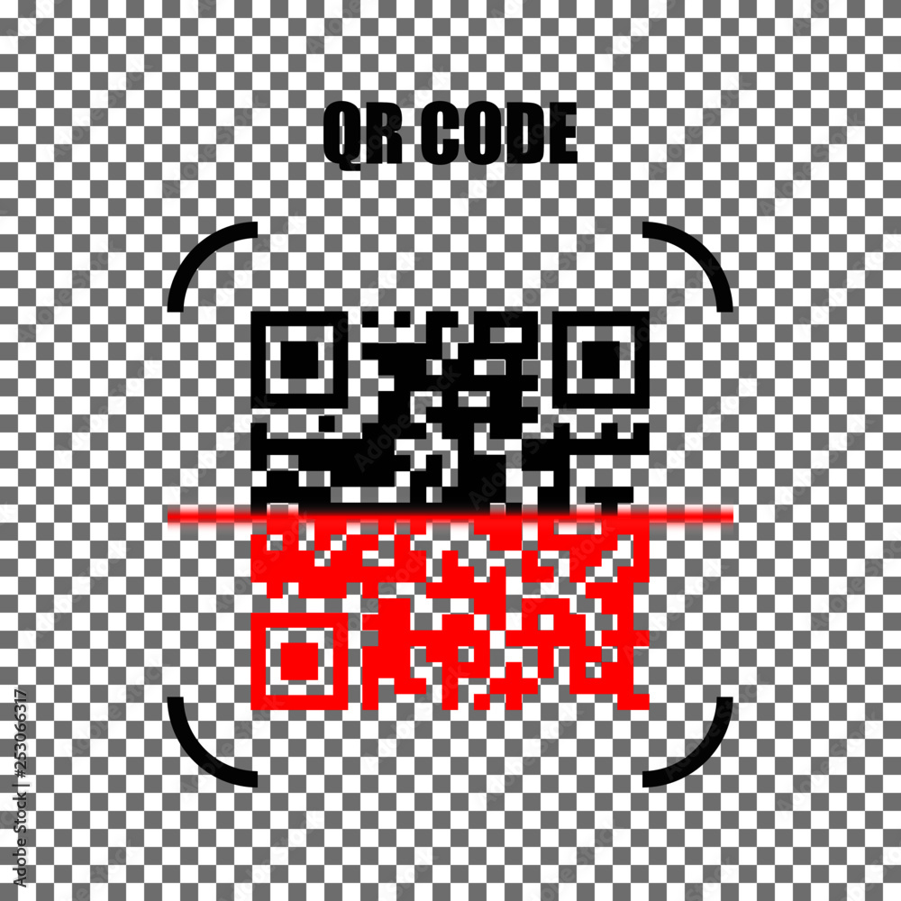 Realistic qr code scanning black icon. Qr label sticker. Vector ...