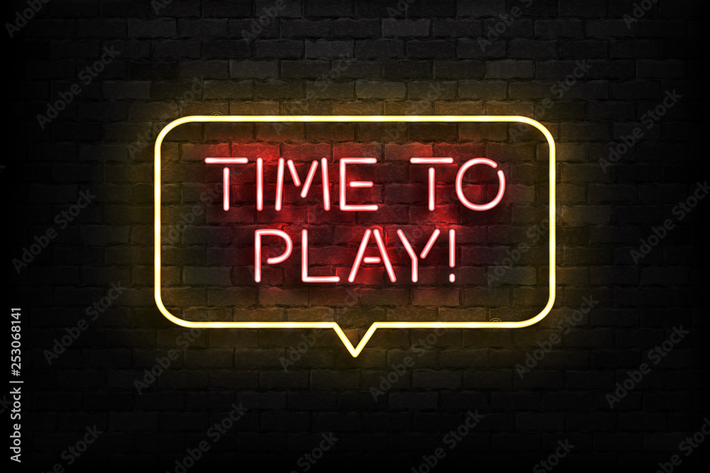 Vector realistic isolated neon sign of Time to Play logo for template ...