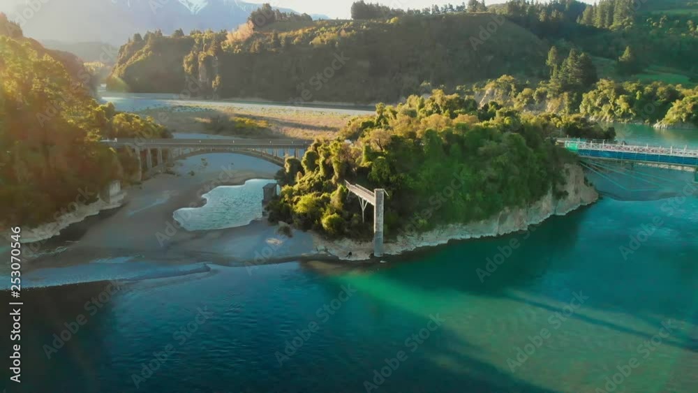 Bridges over Rakaia river, Rakaia Gorge, New Zealand, South Island ...
