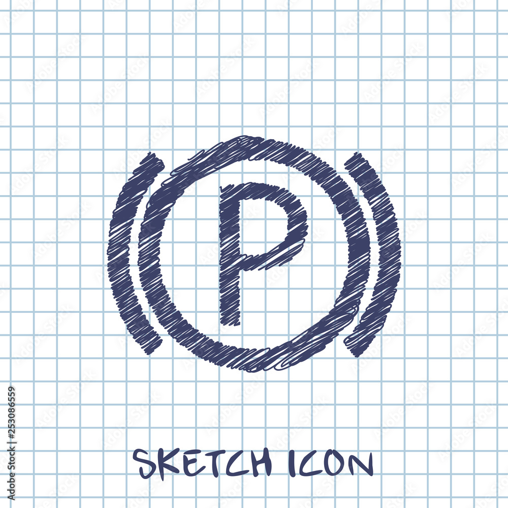 Car parking brake warning vector hmi dashboard sketch icon Stock Vector ...