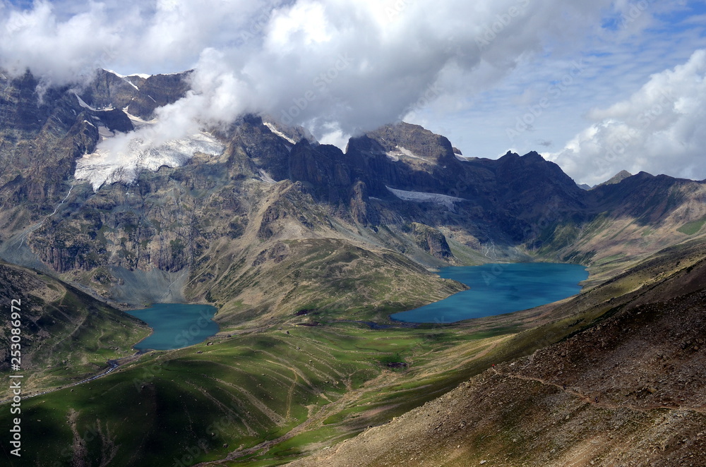 Gangabal Lake and Nundkol Lake at the base of Mount Harmukh as seen ...