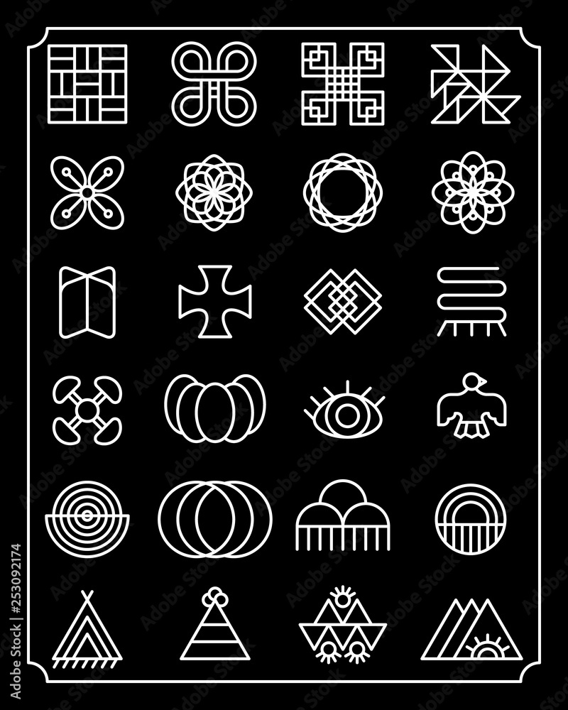 flat glyphs design element, minimalist graphic tattoo, icon, symbol ...