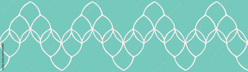 Pretty leaf loop mesh border. Seamless repeating. Hand drawn trendy net ...