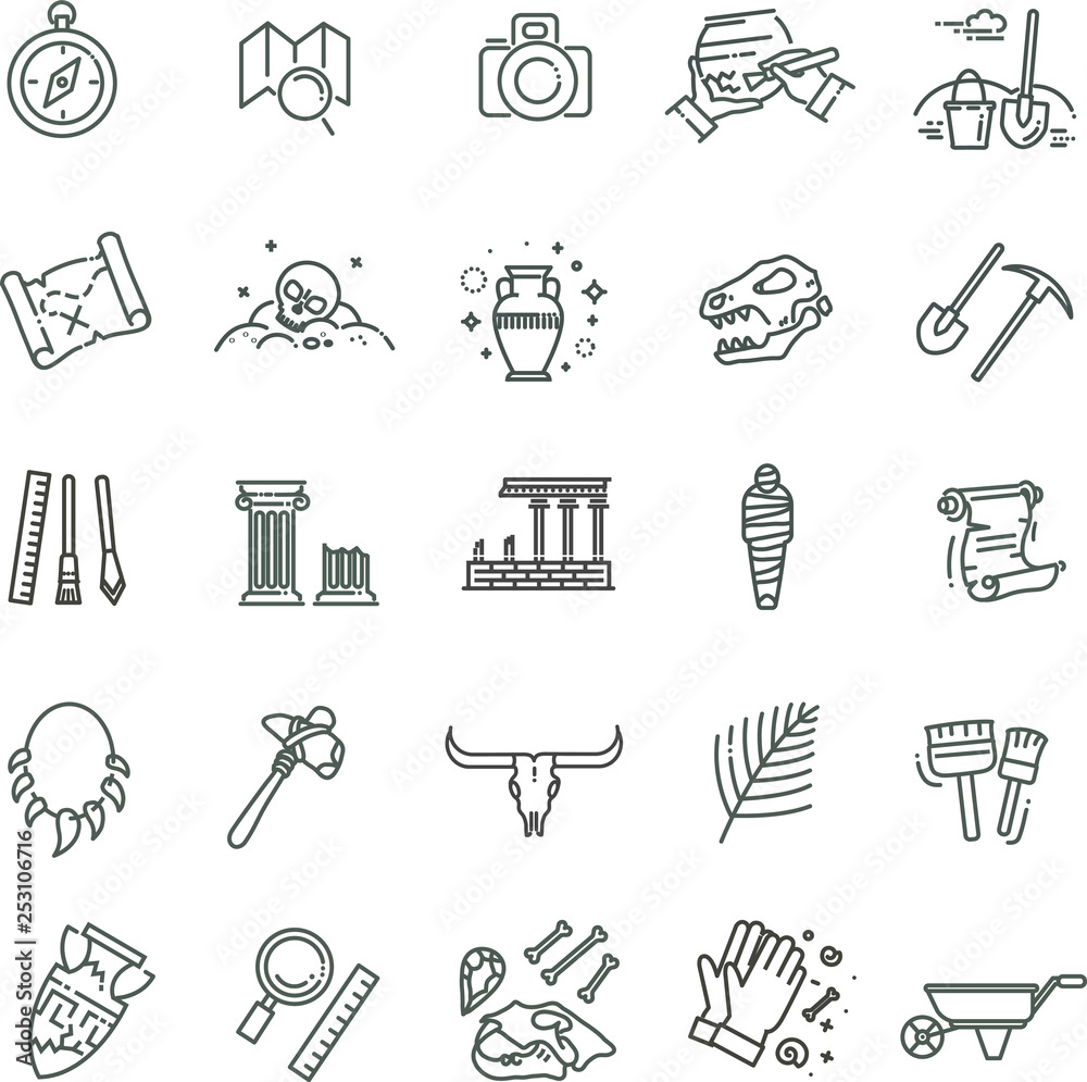 Poster Outline black icons set in thin modern design style, flat line ...