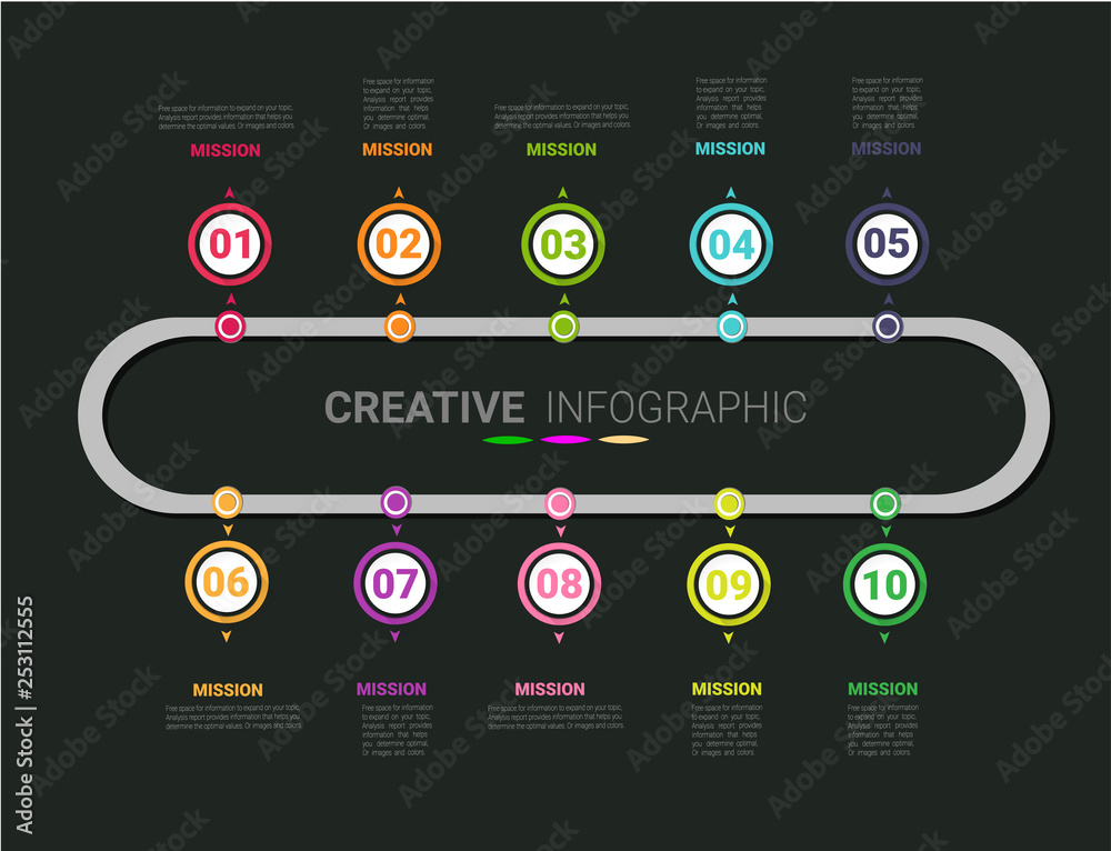 Infographic design template with numbers 10 option for Presentation ...