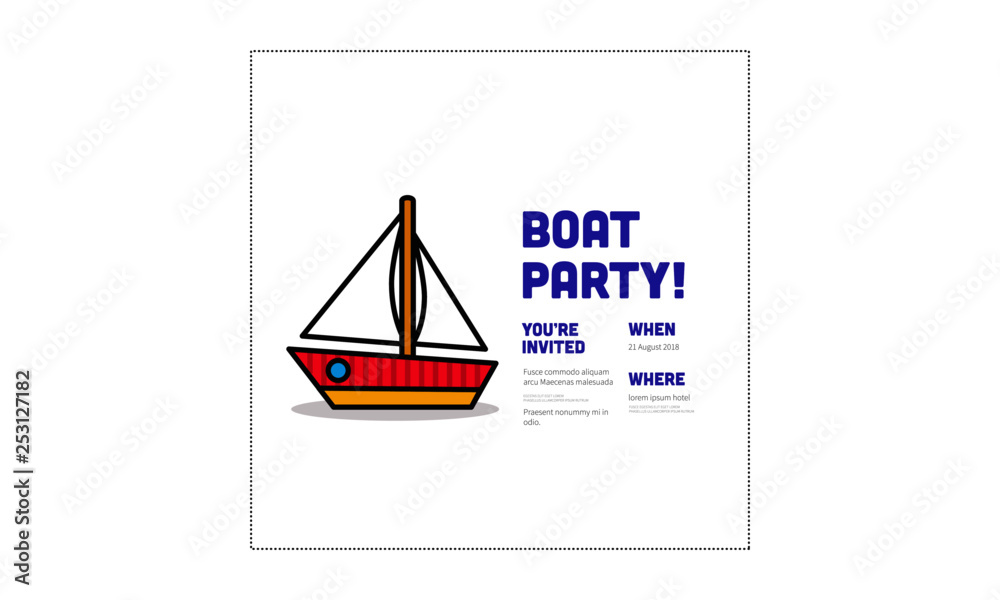 Boat Party Invitation Design with Where and When Details Stock Vector ...
