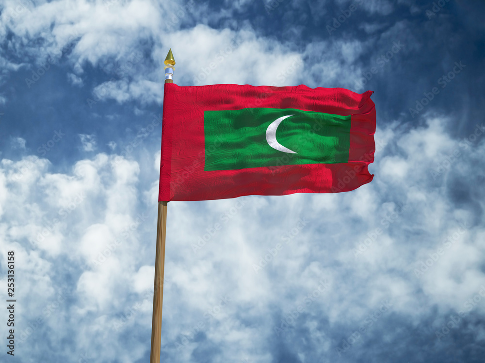 Maldives flag Silk waving flag of Maldives islands made transparent ...