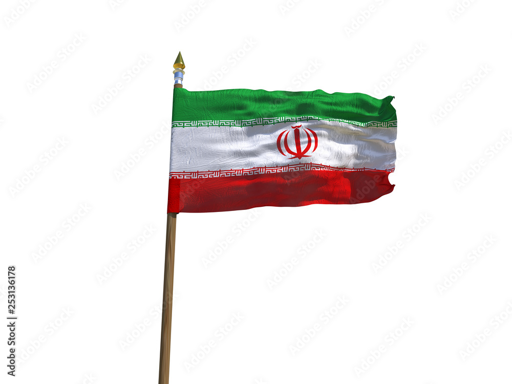 Iran flag Isolated Silk waving flag of Islamic Republic of Iran made ...