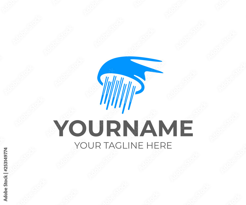 Shower head logo design. Shower faucet and water drop vector design ...