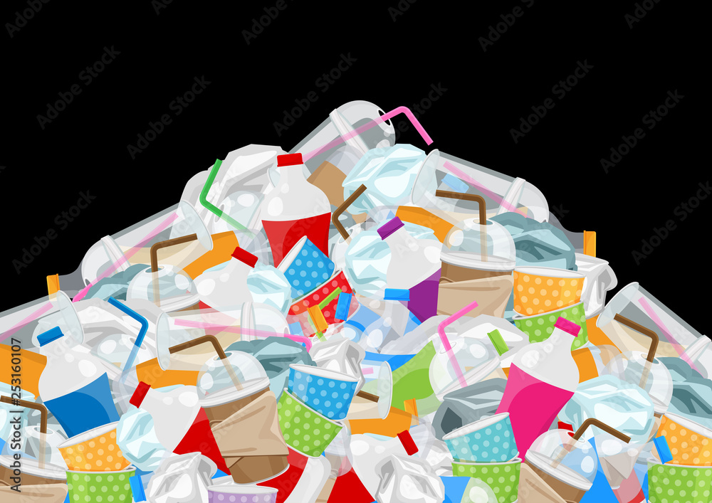 pile garbage waste plastic and paper in mountain shape isolated on ...