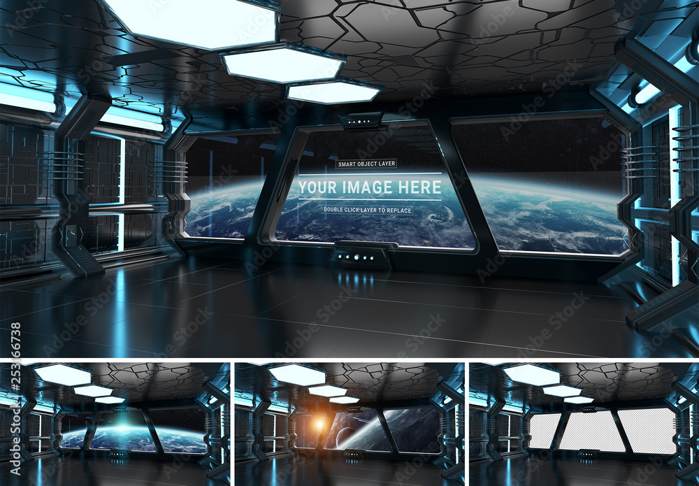 Window in Spaceship Mockup Stock Template | Adobe Stock