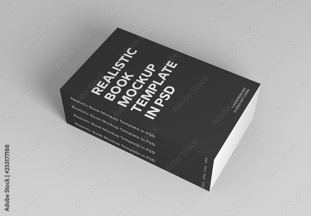 Three Stacked Soft Cover Books Mockup Stock Template | Adobe Stock