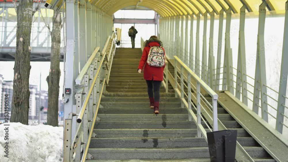 the pedestrian overpass is equipped with a modern ramp for disabled ...