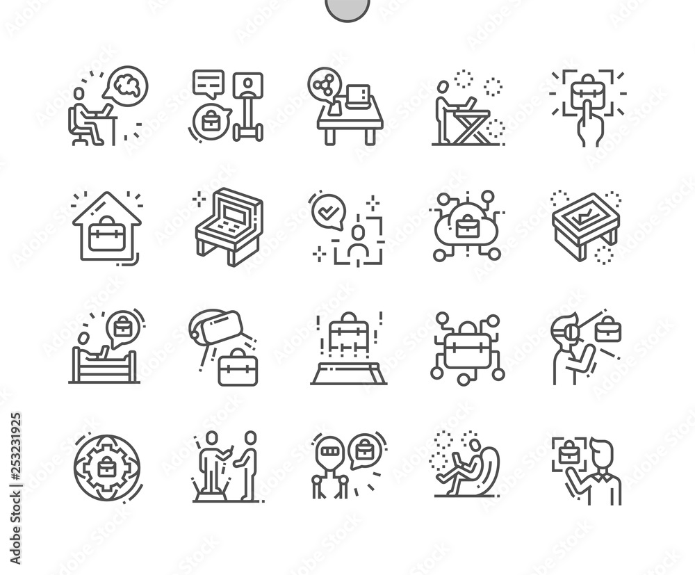 Workspace of the future Well-crafted Pixel Perfect Vector Thin Line ...