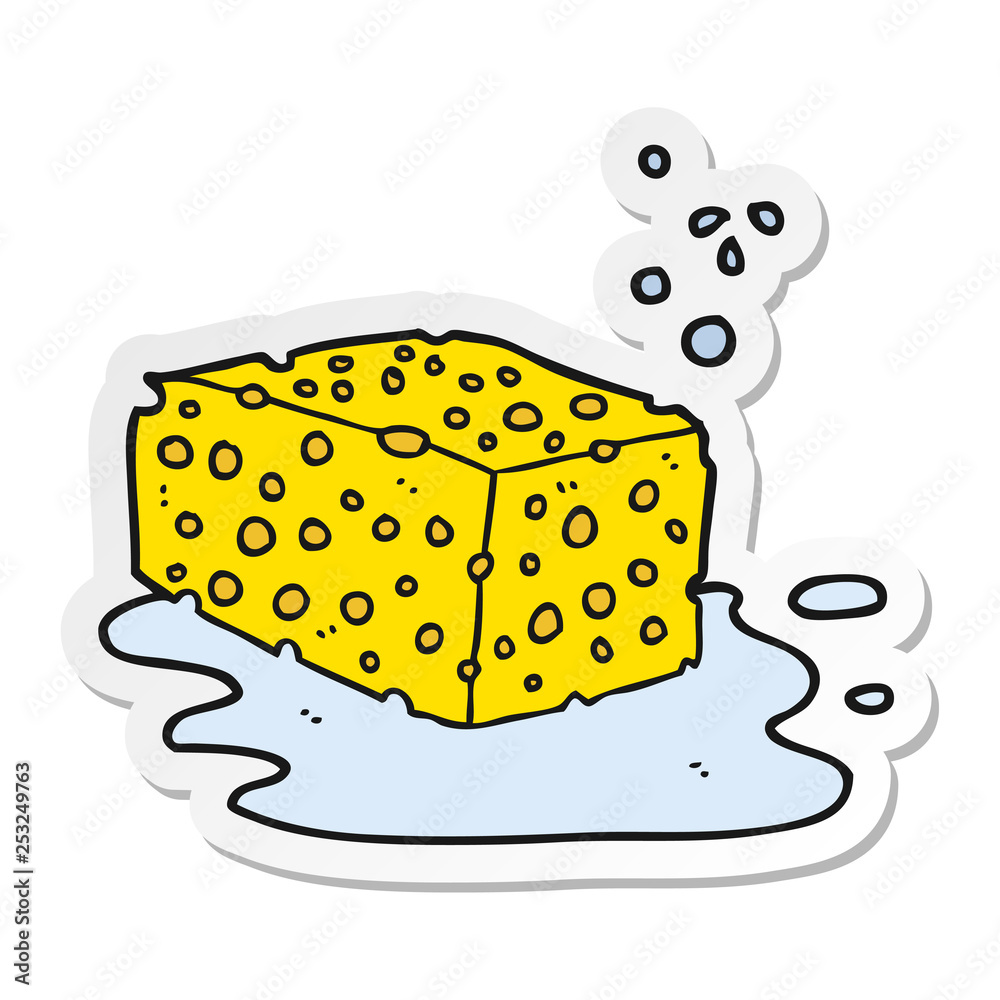 sticker of a cartoon sponge Stock Vector | Adobe Stock