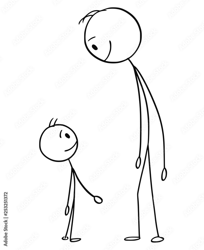 Cartoon stick figure drawing conceptual illustration of smiling and ...