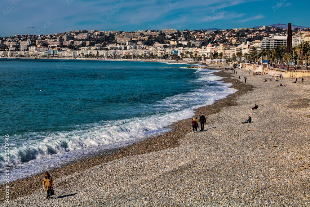 Steinstrand in Nizza, Frankreich Stock Photo | Adobe Stock