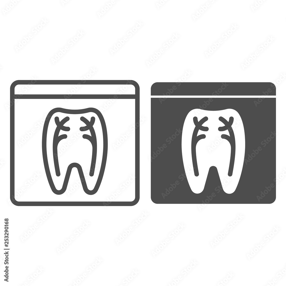 Dental xray line and glyph icon. Tooth xray vector illustration ...