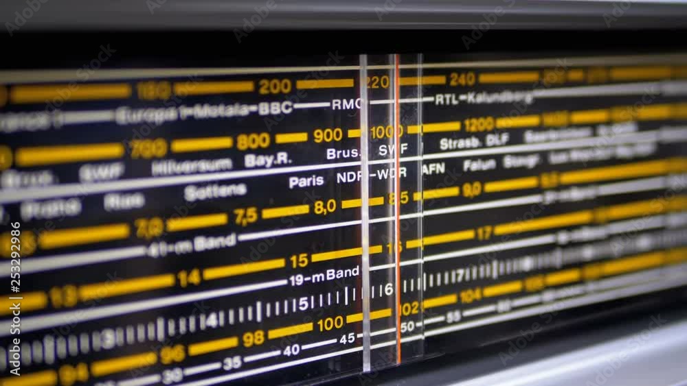 Tuning Analog Scale of the Retro Radio with the Names of Cities, Radio ...