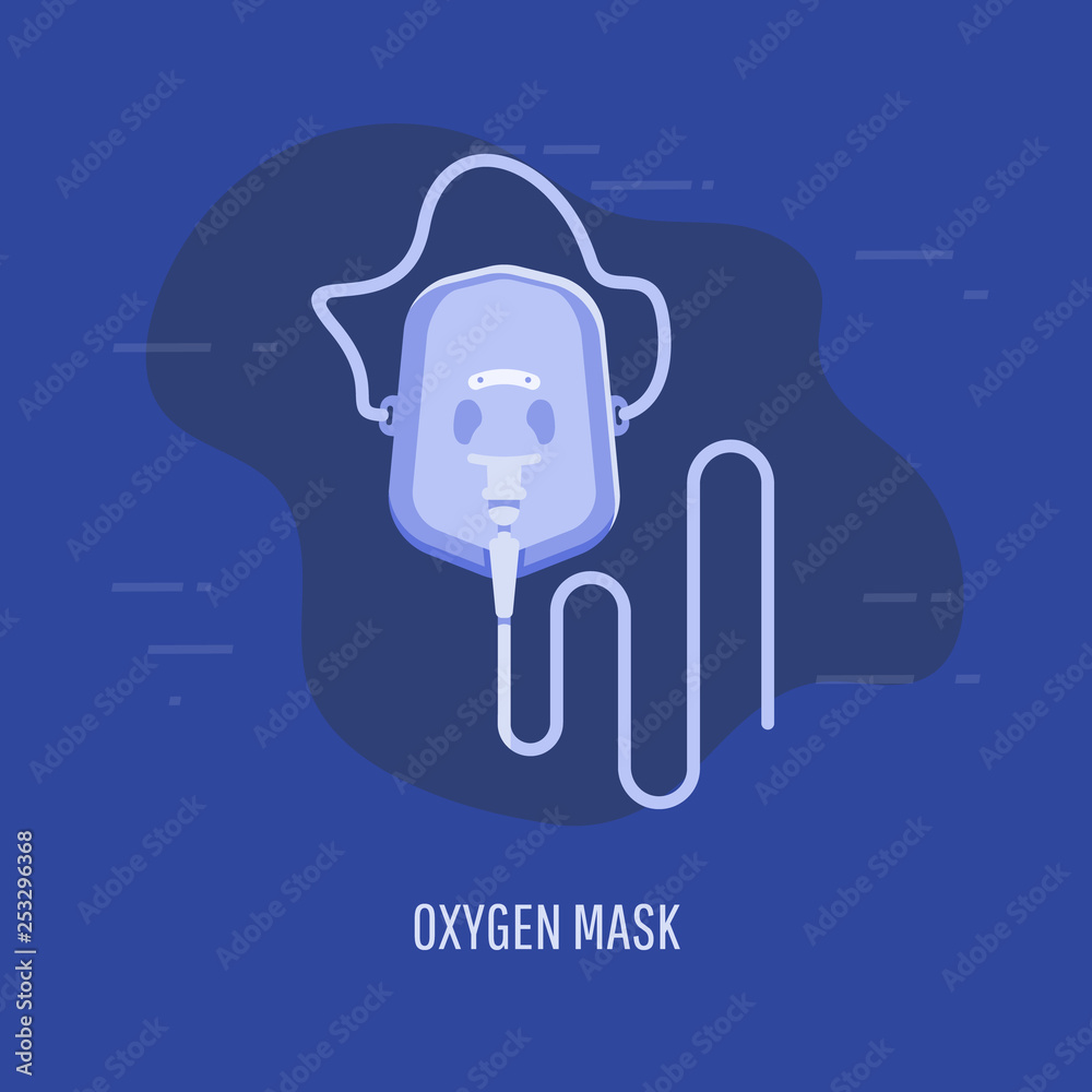 Vector medical equipment for hospital oxygen mask in flat style. Stock ...