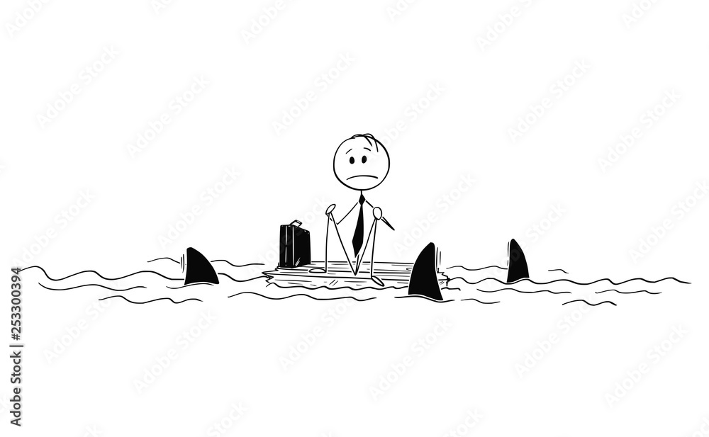 Cartoon stick figure drawing conceptual illustration of lonely ...
