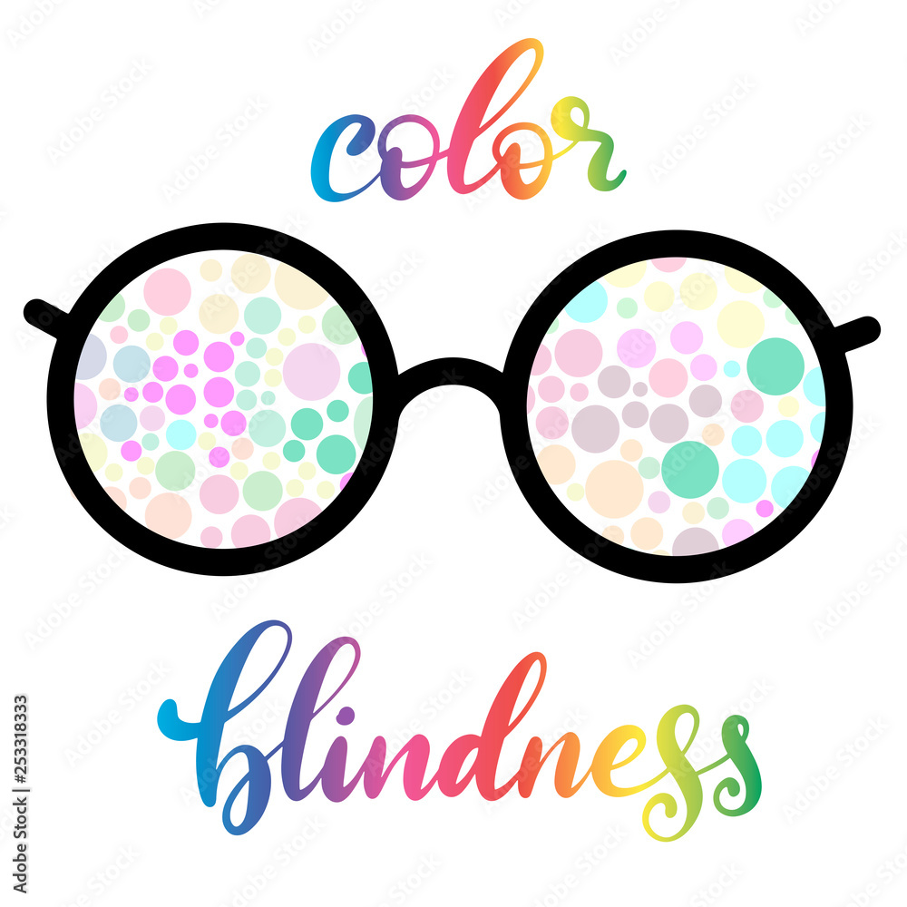 Lettering vector illustration of a word color blindness with test Stock ...