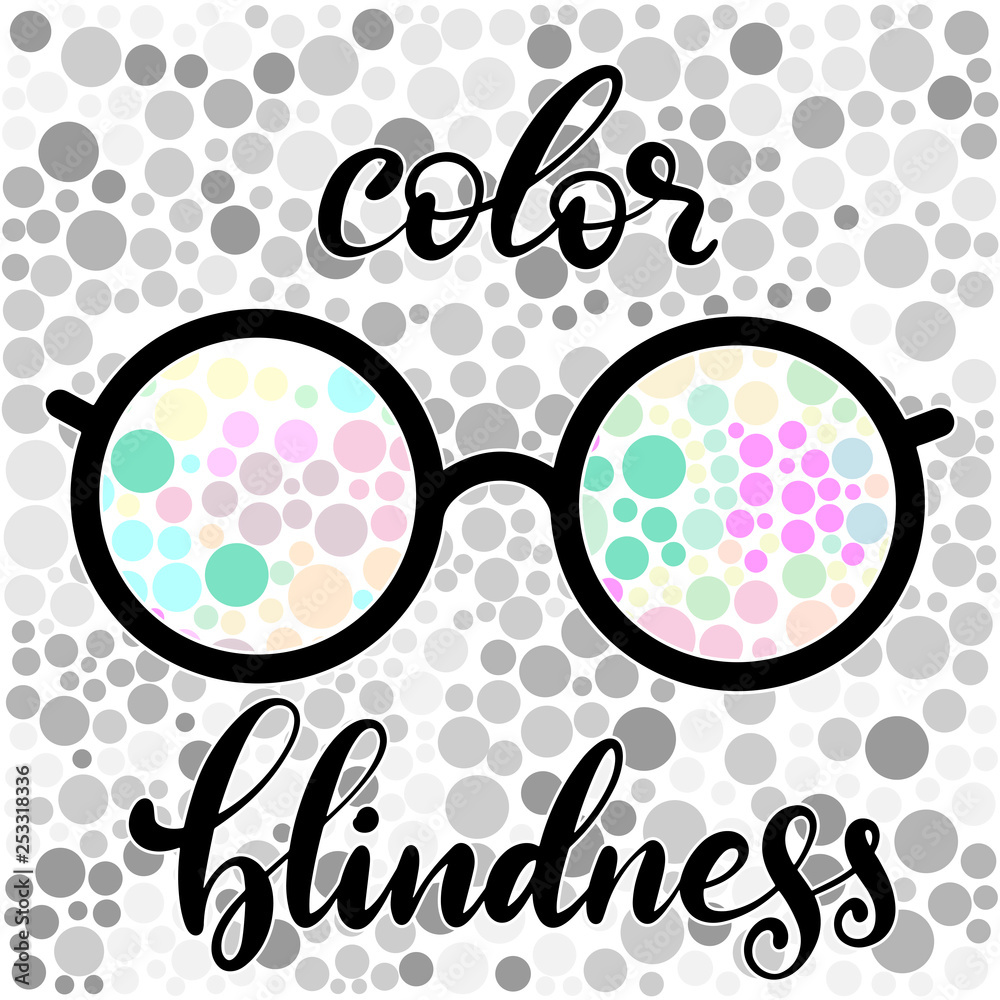 Lettering vector illustration of a word color blindness with test Stock ...