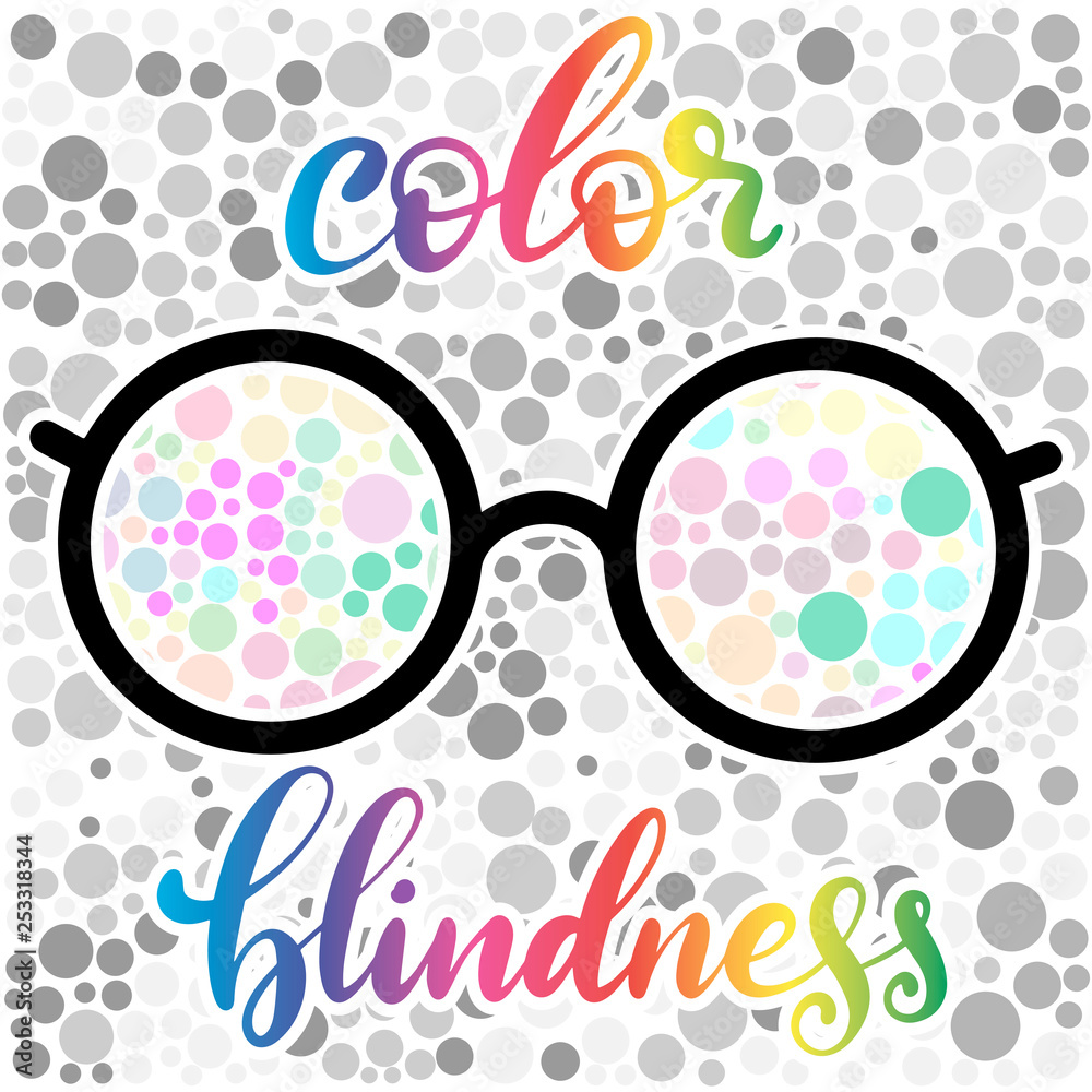 Lettering vector illustration of a word color blindness with test Stock ...