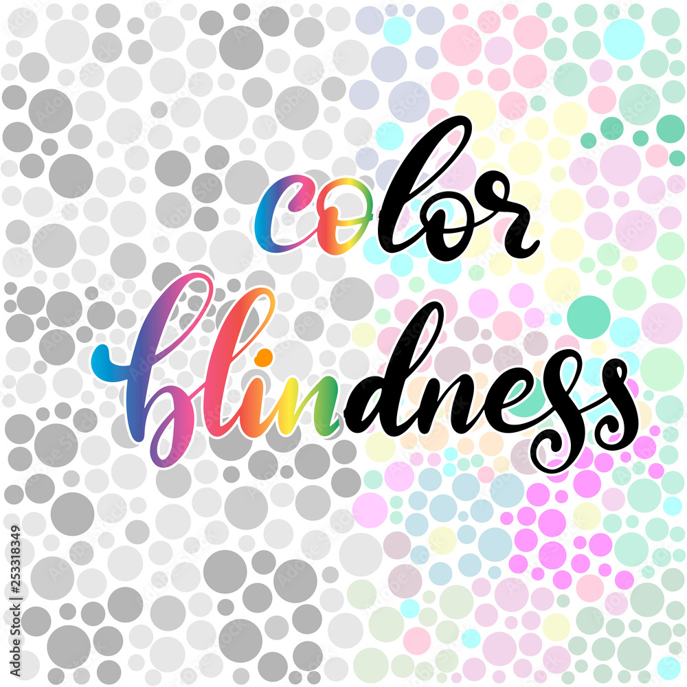 Lettering vector illustration of a word color blindness with test Stock ...